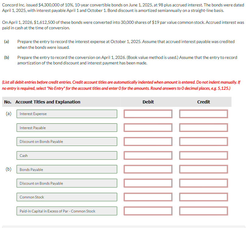 Solved Concord Inc. issued $4,300,000 of 10%,10-year | Chegg.com