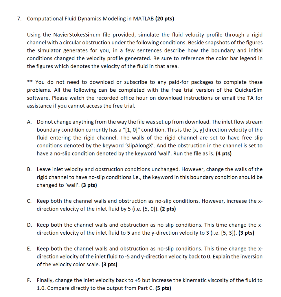 7. Computational Fluid Dynamics Modeling in MATLAB | Chegg.com