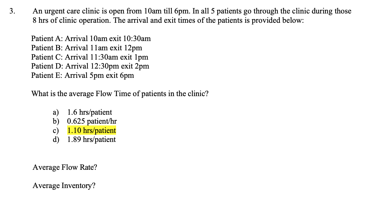 Solved Can I have the formula to calculate Average Flow | Chegg.com