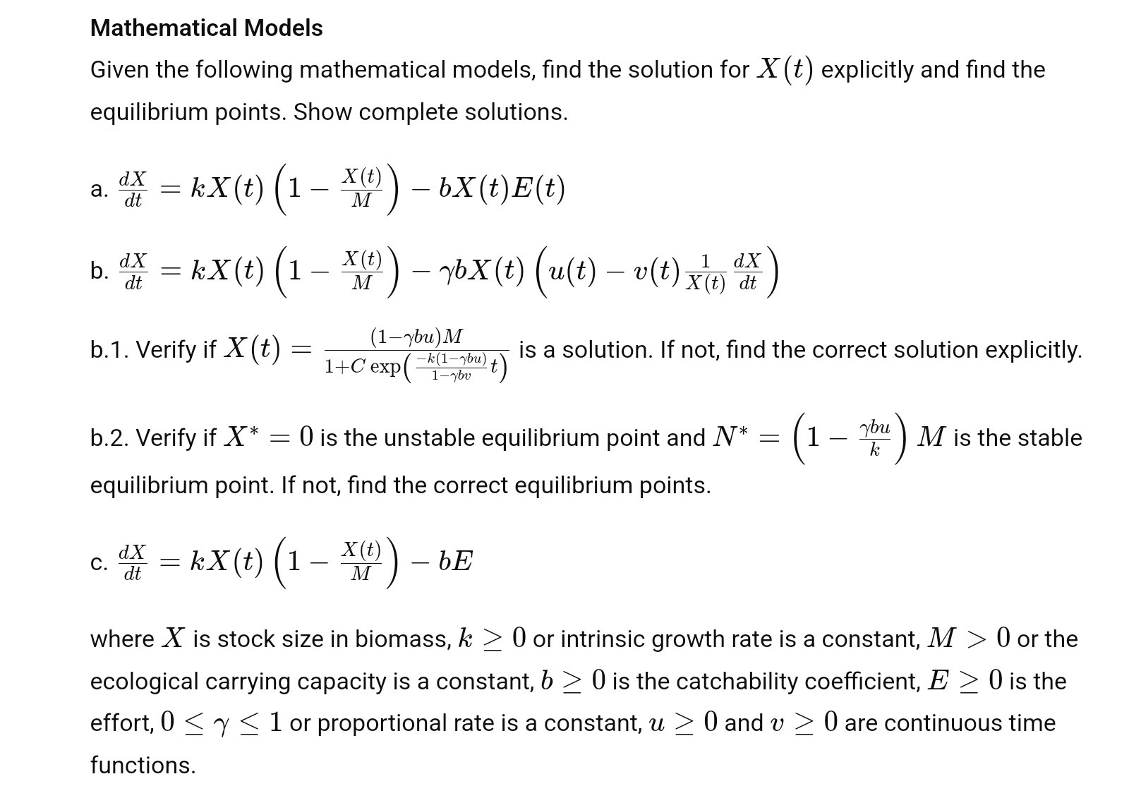 Solved by an EXPERT Mathematical ModelsGiven the following mathematical | Chegg.com