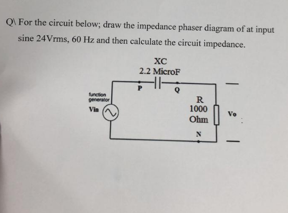 Solved for the circuit below ; draw the impedance phaser | Chegg.com
