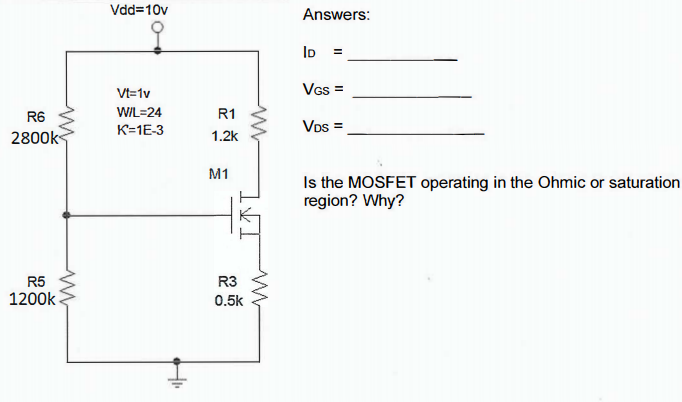 Solved 18. Find the operating point (Vgs, Id, and Vds) for | Chegg.com