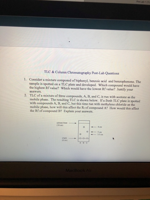Solved Pre 145 1 TLC & Column Chromatography Post-Lab | Chegg.com
