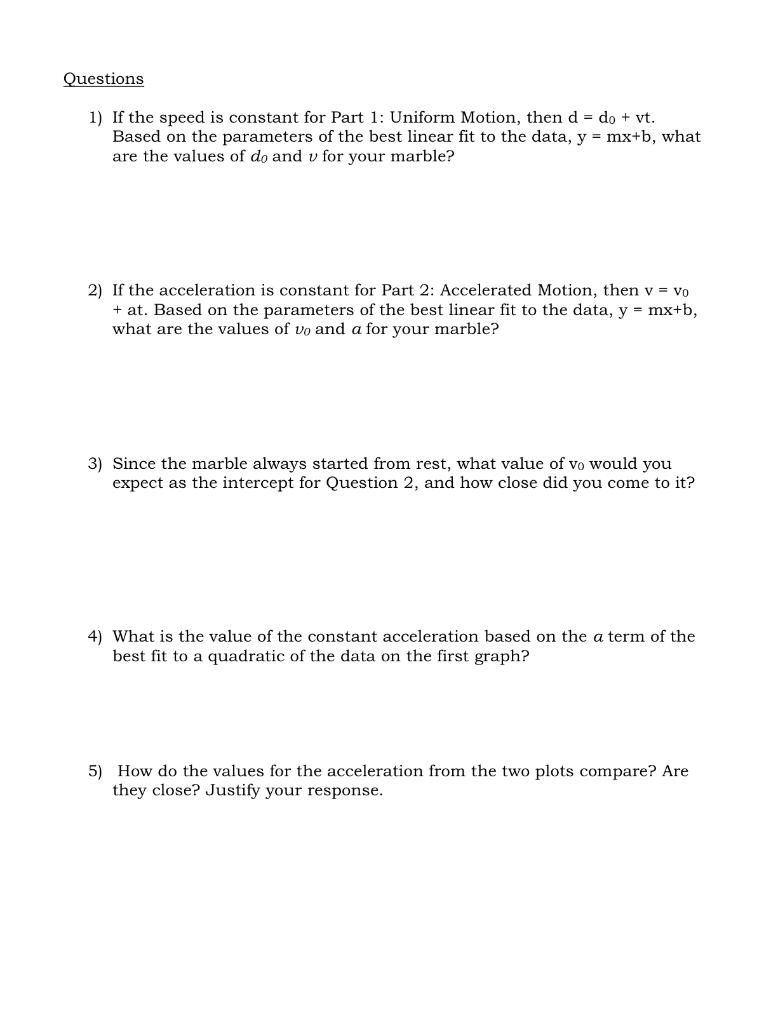 Solved Report Sheet Uniform and Accelerated Motion Part 1: | Chegg.com