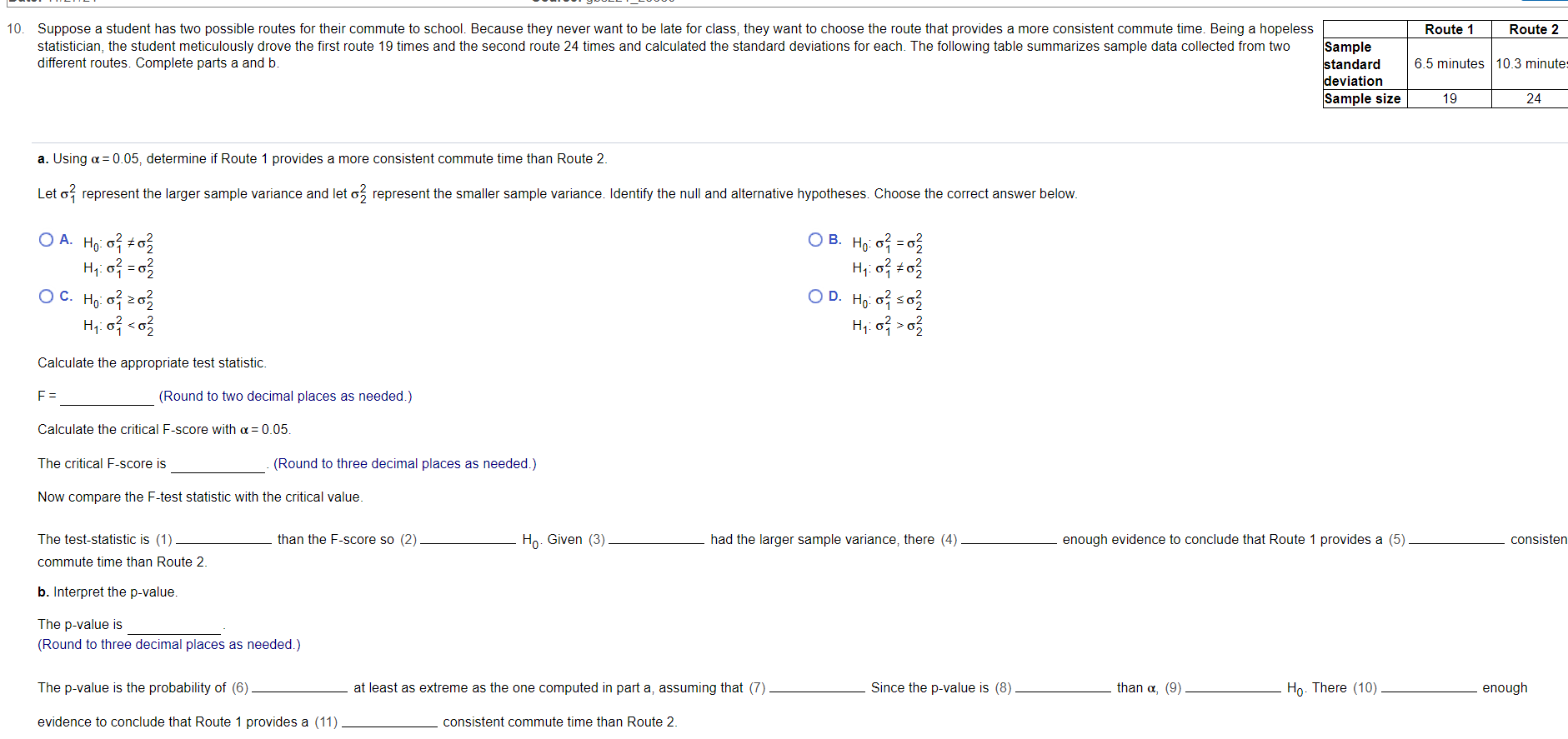 Solved 10. Route 1 Route 2 Suppose a student has two | Chegg.com