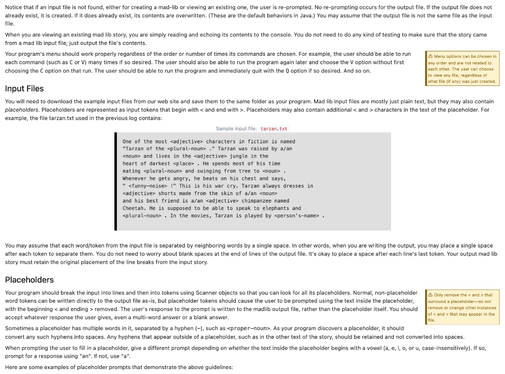 Solved Assessment 6: MadLibs Initial submission due | Chegg.com