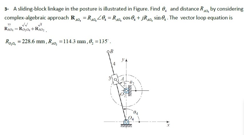 Solved 3- A sliding-block linkage in the posture is | Chegg.com