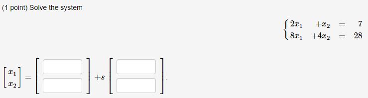 Solved (1 point) Solve the system 22 +22 1801 +422 7 28 | Chegg.com