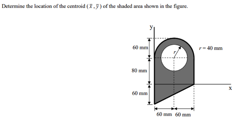 Solved Determine the location of the centroid (x,y) of the | Chegg.com