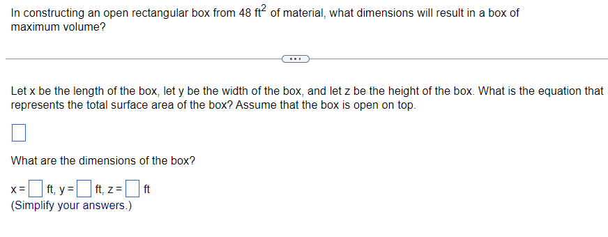 In constructing an open rectangular box from 48ft2 of | Chegg.com