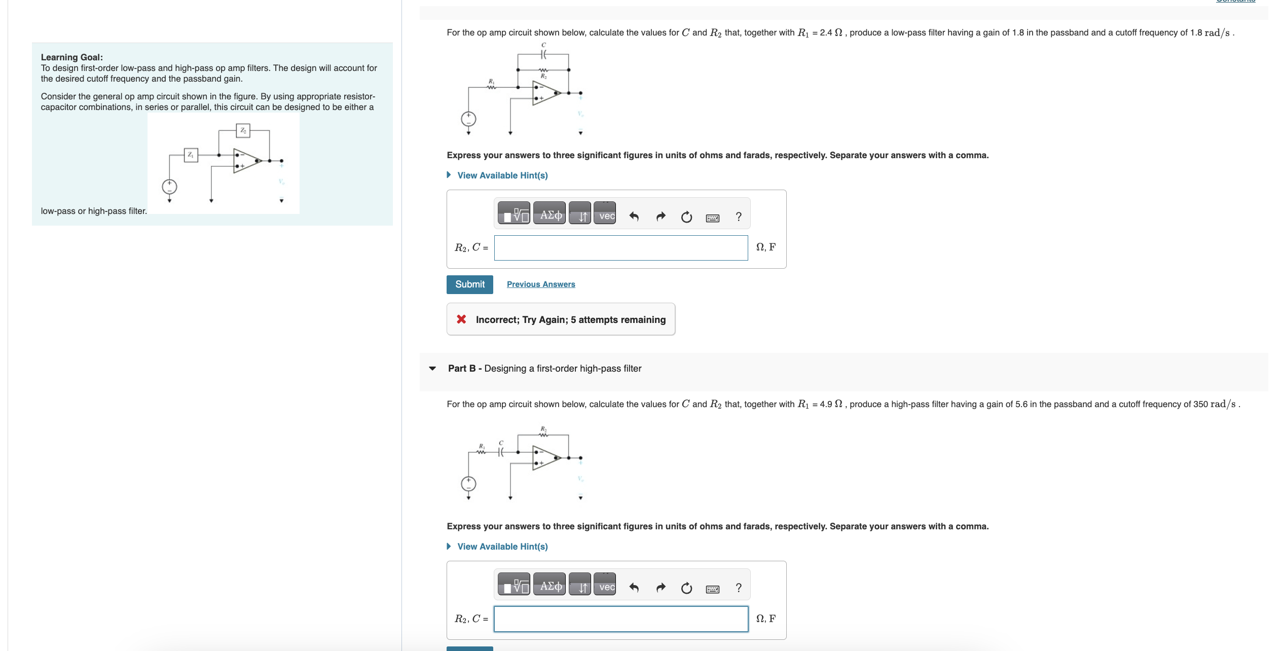 Learning Goal:To ﻿design first-order low-pass and | Chegg.com