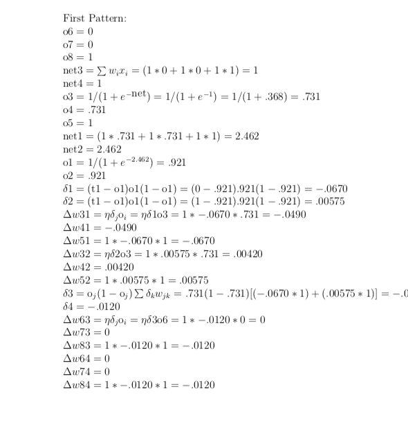 Using the backpropagation learning algorithm, work | Chegg.com