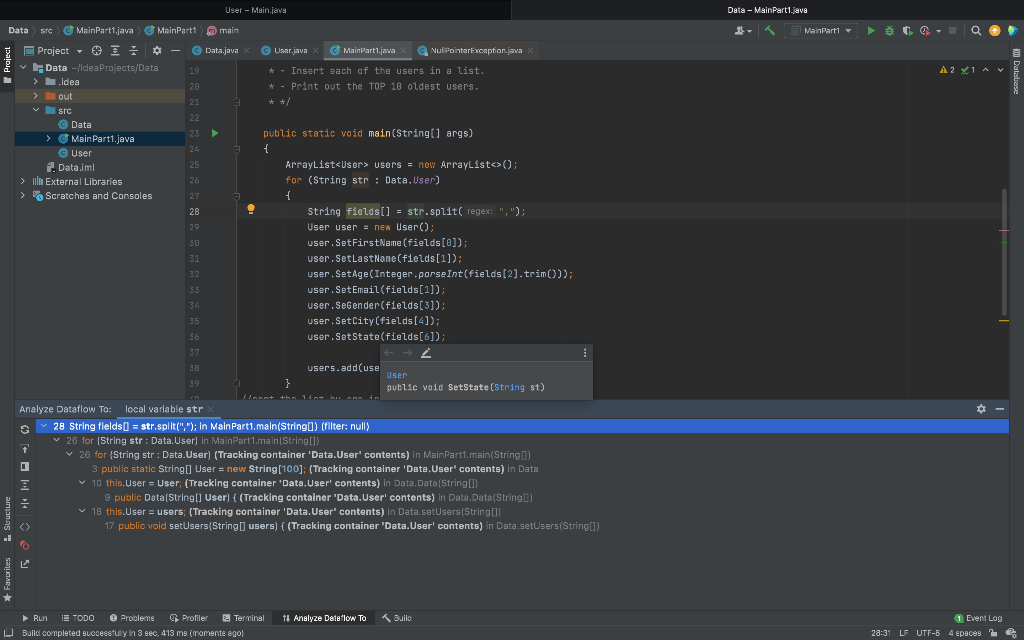Solved can someone explain or fix why I get null pointer | Chegg.com