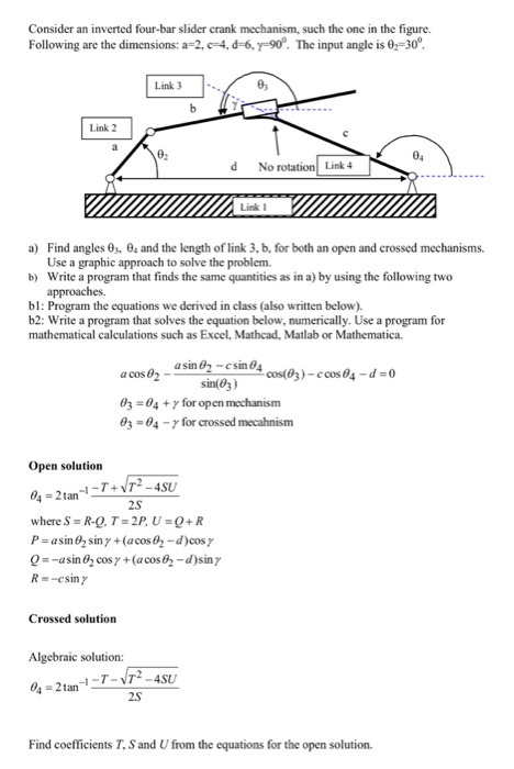 Solved Consider an inverted four-bar slider crank mechanism, | Chegg.com