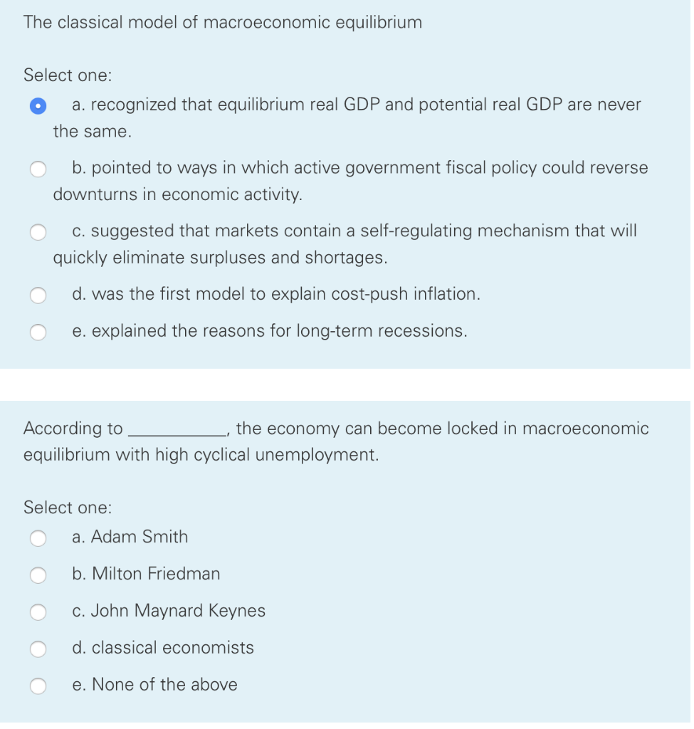 Solved The classical model of macroeconomic equilibrium | Chegg.com