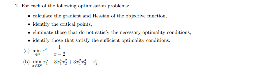 Solved 2. For each of the following optimisation problems: | Chegg.com