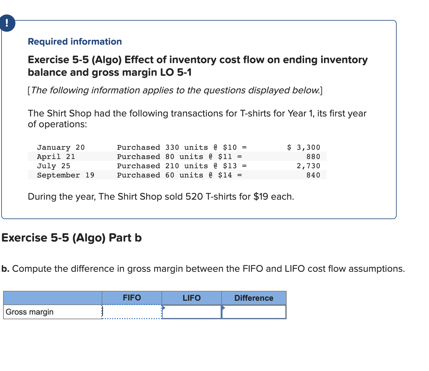 Solved Required information Exercise 5-5 (Algo) Effect of | Chegg.com