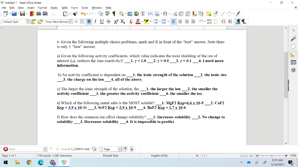 Solved Untitled 1 - Neat Office Writer File Edit View Insert | Chegg.com