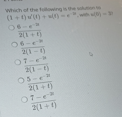 Solved Which of the following is the solution to | Chegg.com