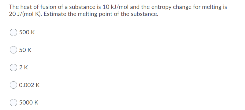 Solved For which reaction does the entropy decrease? A(g) -> | Chegg.com