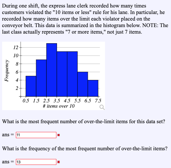 Solved During one shift, the express lane clerk recorded how | Chegg.com