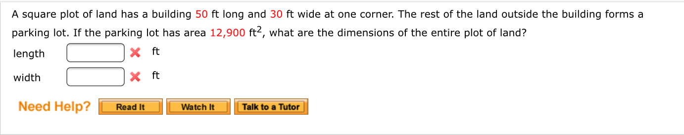 Solved A square plot of land has a building 50 ft long and | Chegg.com