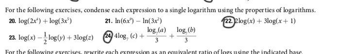Solved For the following exercises, condense each expression | Chegg.com
