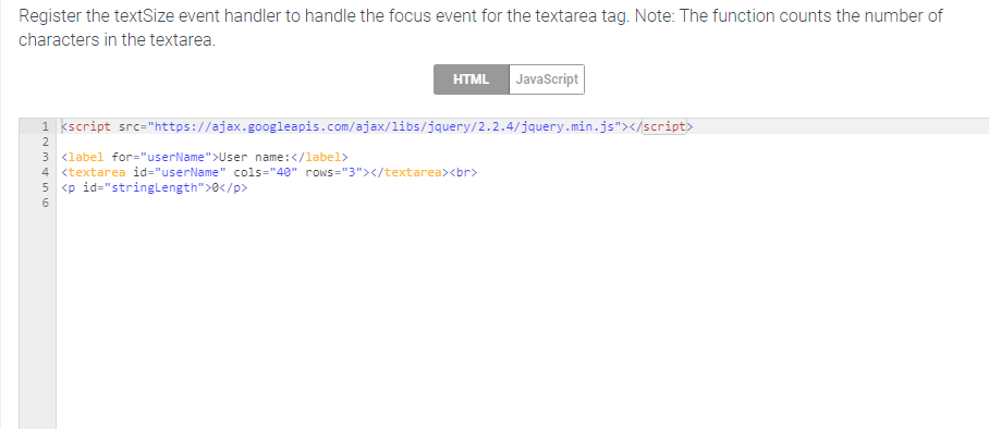 Solved jQuery Events Register the textSize event handler to | Chegg.com