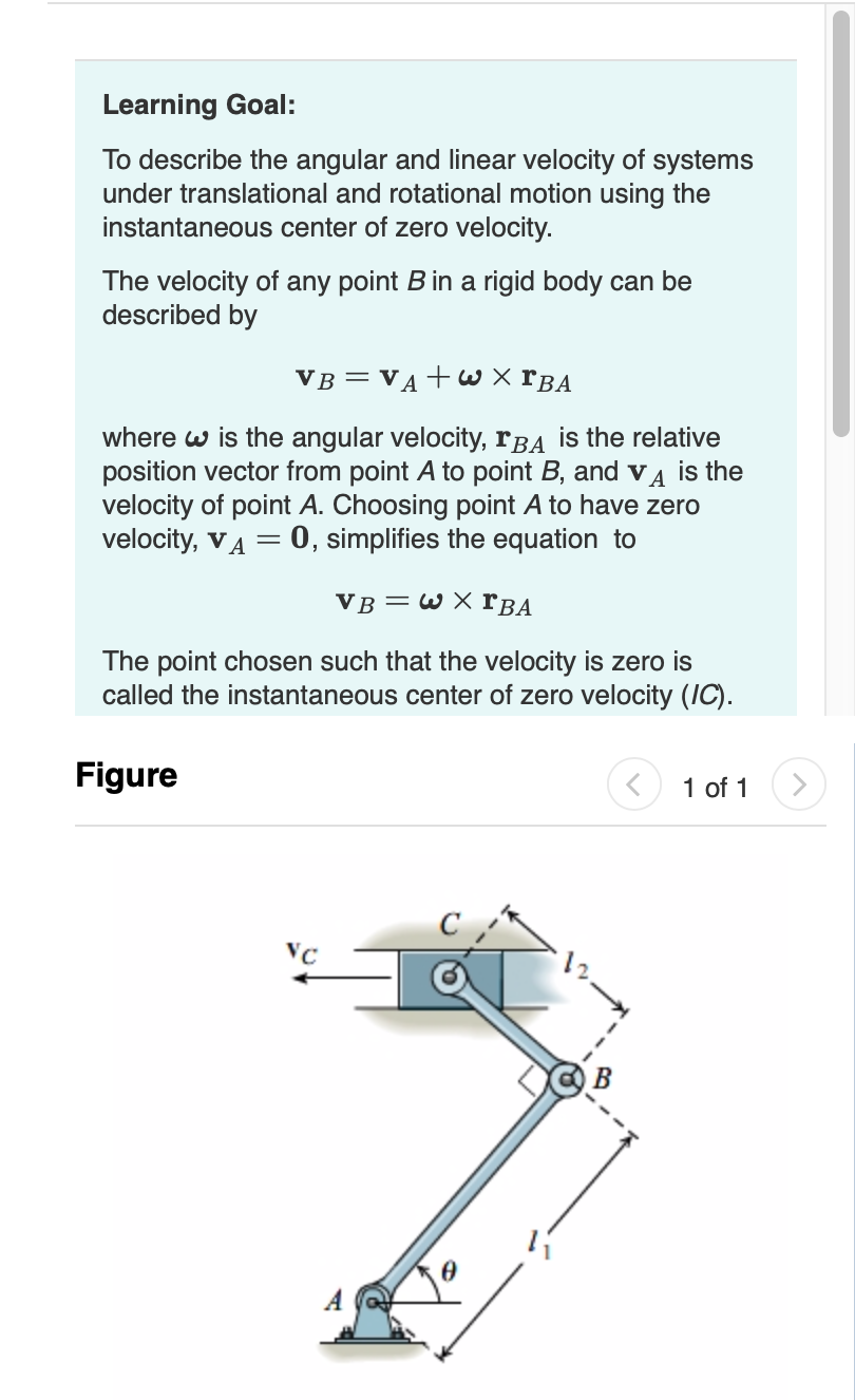 Solved Part B At the instant shown, determine WBC, the | Chegg.com