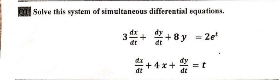 Solve this system of simultaneous differential | Chegg.com