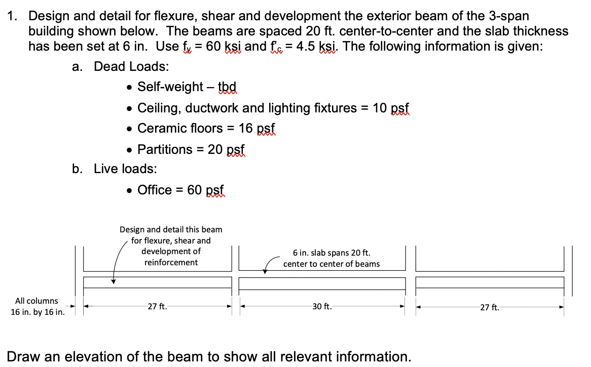 Solved 1. Design and detail for flexure, shear and | Chegg.com