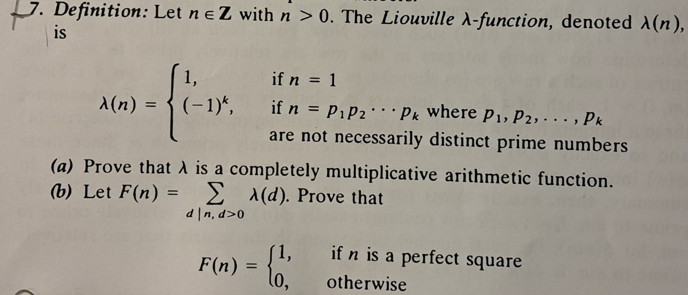 Solved 7. Definition: Let n∈Z with n>0. The Liouville | Chegg.com