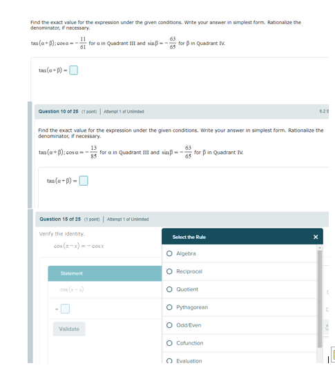 Solved Question 8 of 25 (1 point) Attempt 1 of Unlimited | Chegg.com