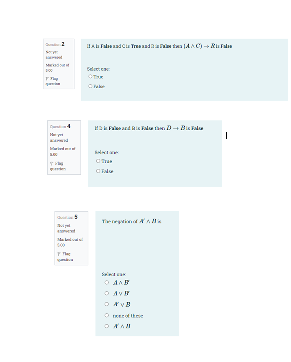 Solved If A is False and C is True and Ris False then (AAC) | Chegg.com