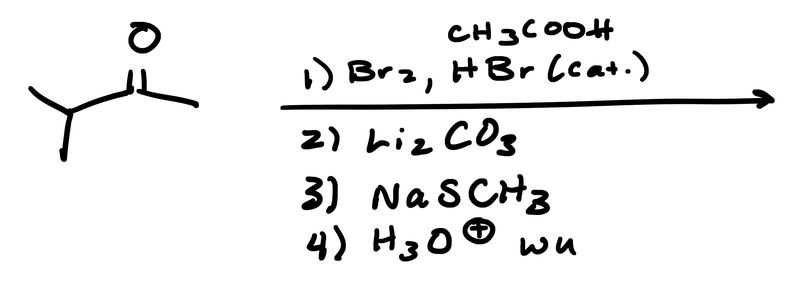 1) ﻿Br2, ﻿HBr (cat.),Ch3COOH2) | Chegg.com