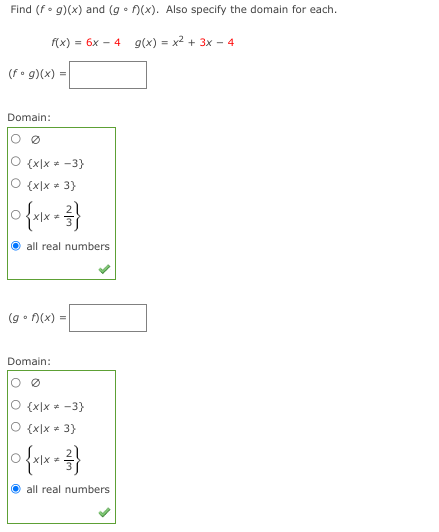 Solved Find (f@g)(x) ﻿and (g@f)(x). ﻿Also specify the domain | Chegg.com