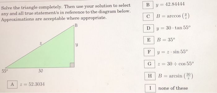 Solved Solve the triangle completely. Then use your solution | Chegg.com