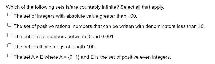 Solved Which of the following sets is/are countably | Chegg.com