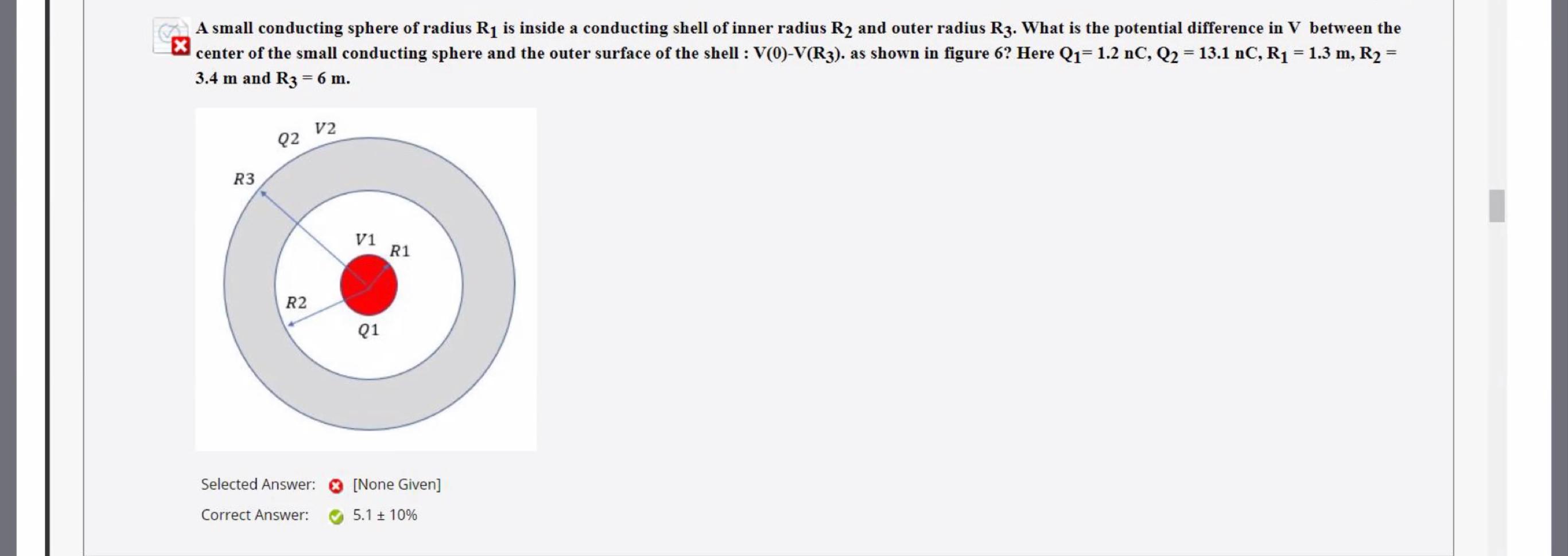 Solved X A small conducting sphere of radius Ry is inside a | Chegg.com