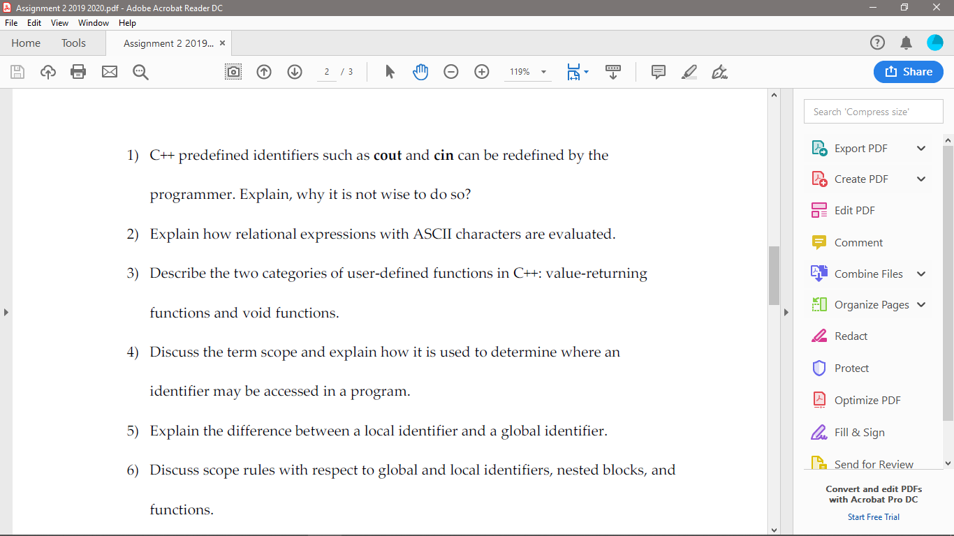 Solved - * Assignment 2 2019 2020.pdf - Adobe Acrobat Reader | Chegg.com