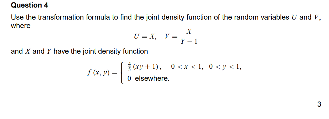 Solved Use the transformation formula to find the joint | Chegg.com