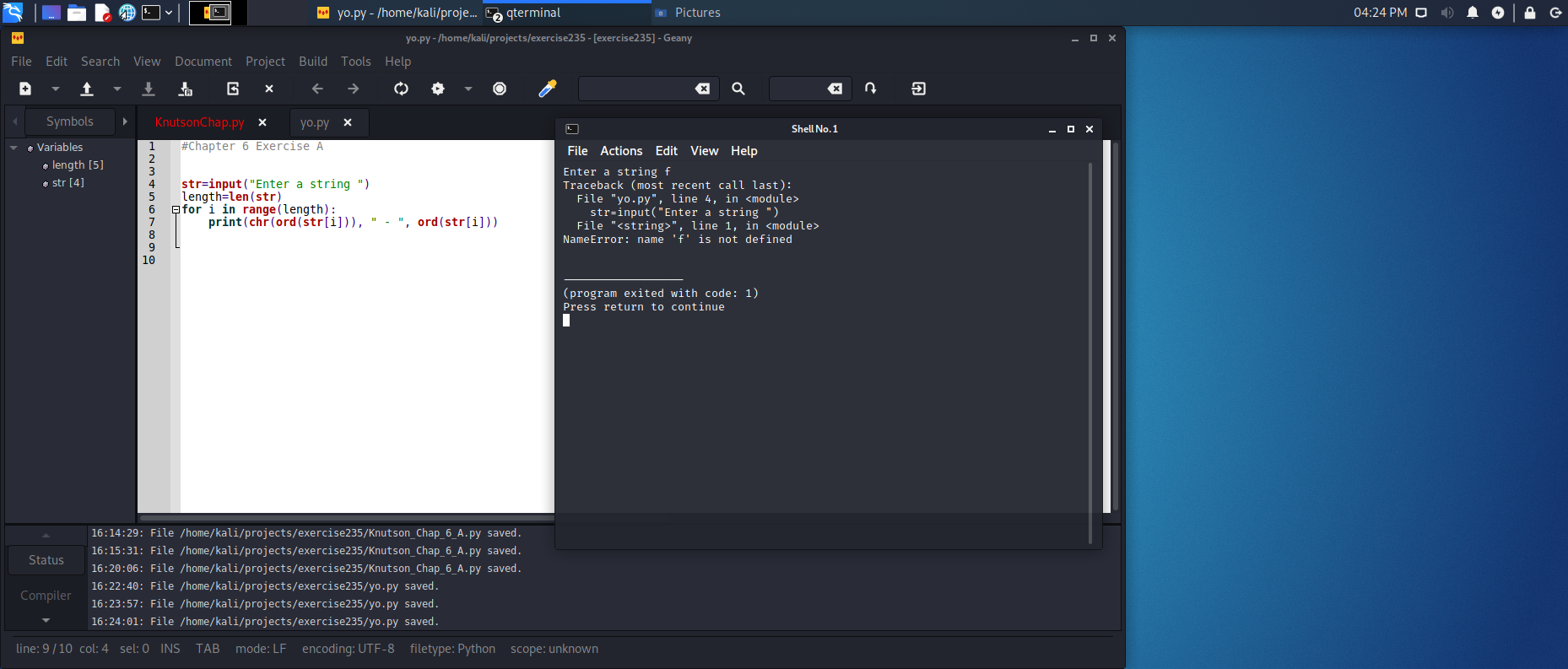 Solved Why can't I get this to run in geany but I can get it | Chegg.com