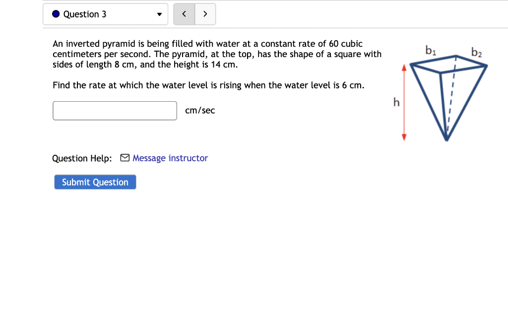 Solved An inverted pyramid is being filled with water at a | Chegg.com