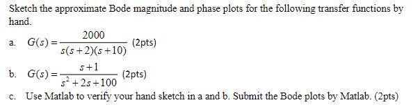 Solved Sketch the approximate Bode magnitude and phase plots | Chegg.com