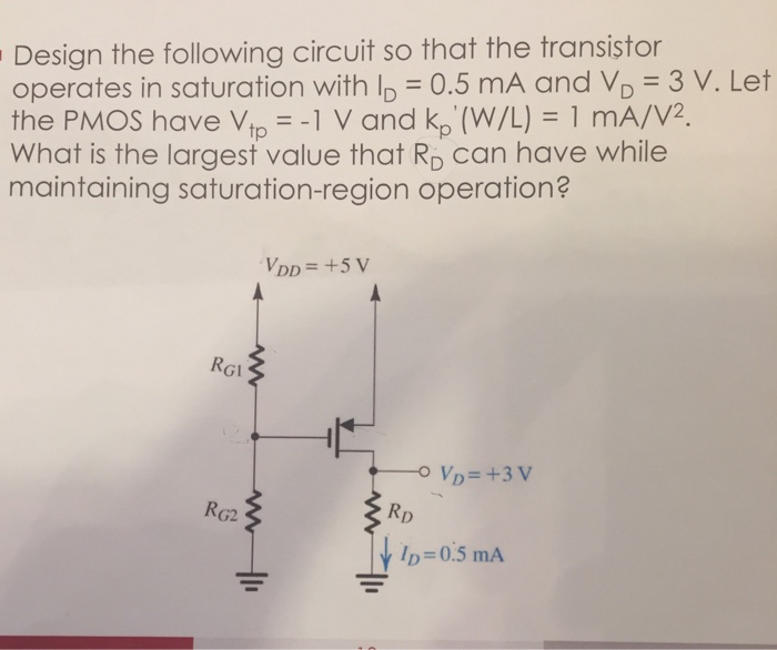 Solved Design the following circuit so that the transistor | Chegg.com