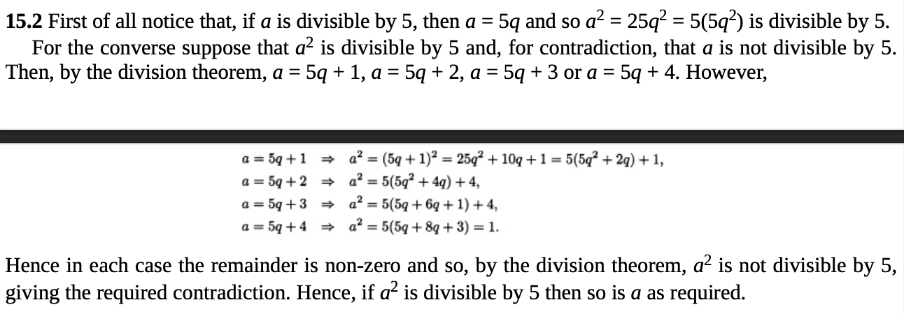 Solved problem: Prove that an integer a is divisible by 5 | Chegg.com