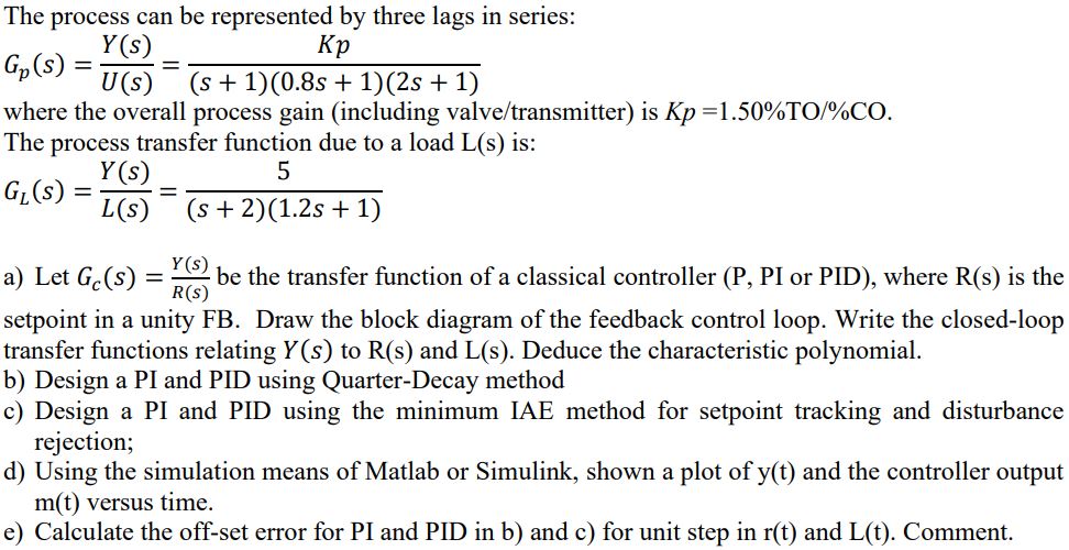 Solved The process can be represented by three lags in | Chegg.com