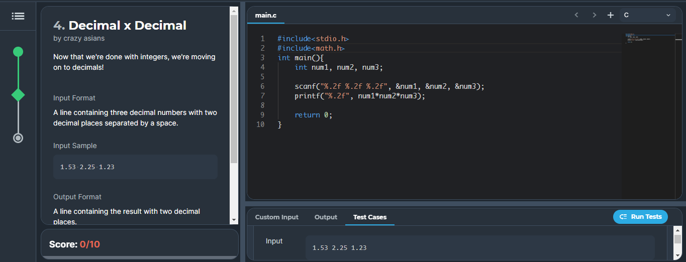 Solved main.c + c 4. Decimal x Decimal by crazy asians Now | Chegg.com