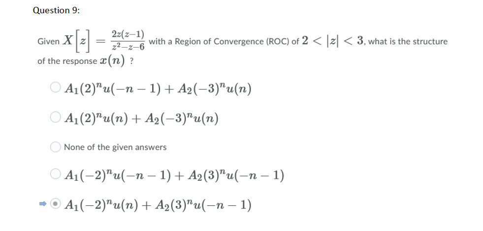 Solved Given X[z]=z2−0.7071z+0.25z(z−0.25) with a Region of | Chegg.com