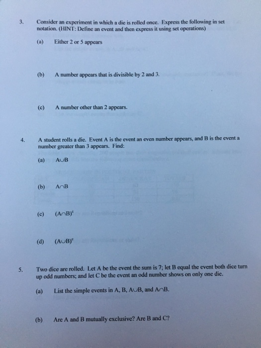 Solved WORKSHEET 18 Probability Operations (25 points) Name: | Chegg.com